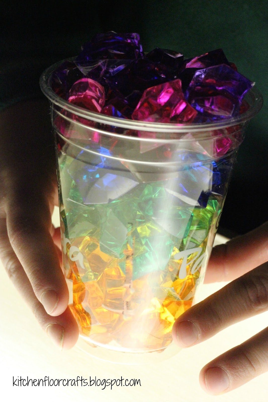 Kitchen Floor Crafts: Colored Gems on the Light Table