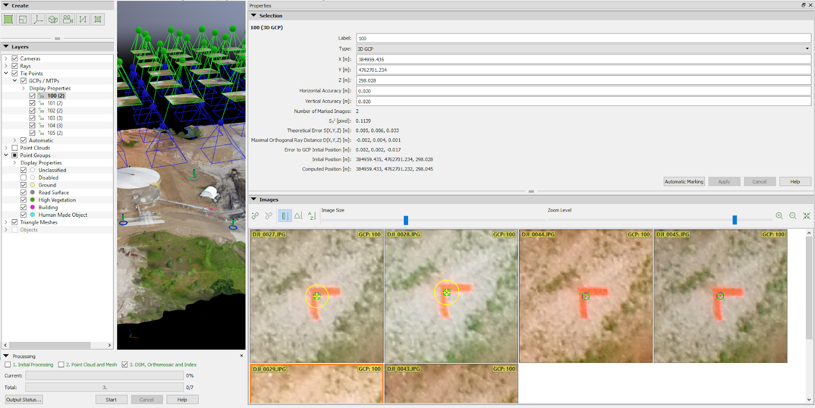Connor's UAS Geospatial Data Portfolio: Processing Pix4D Imagery with GCPs