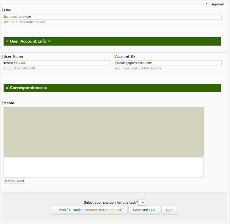Workflow Sample: User Account Issuance Flow to Support the Internal Control