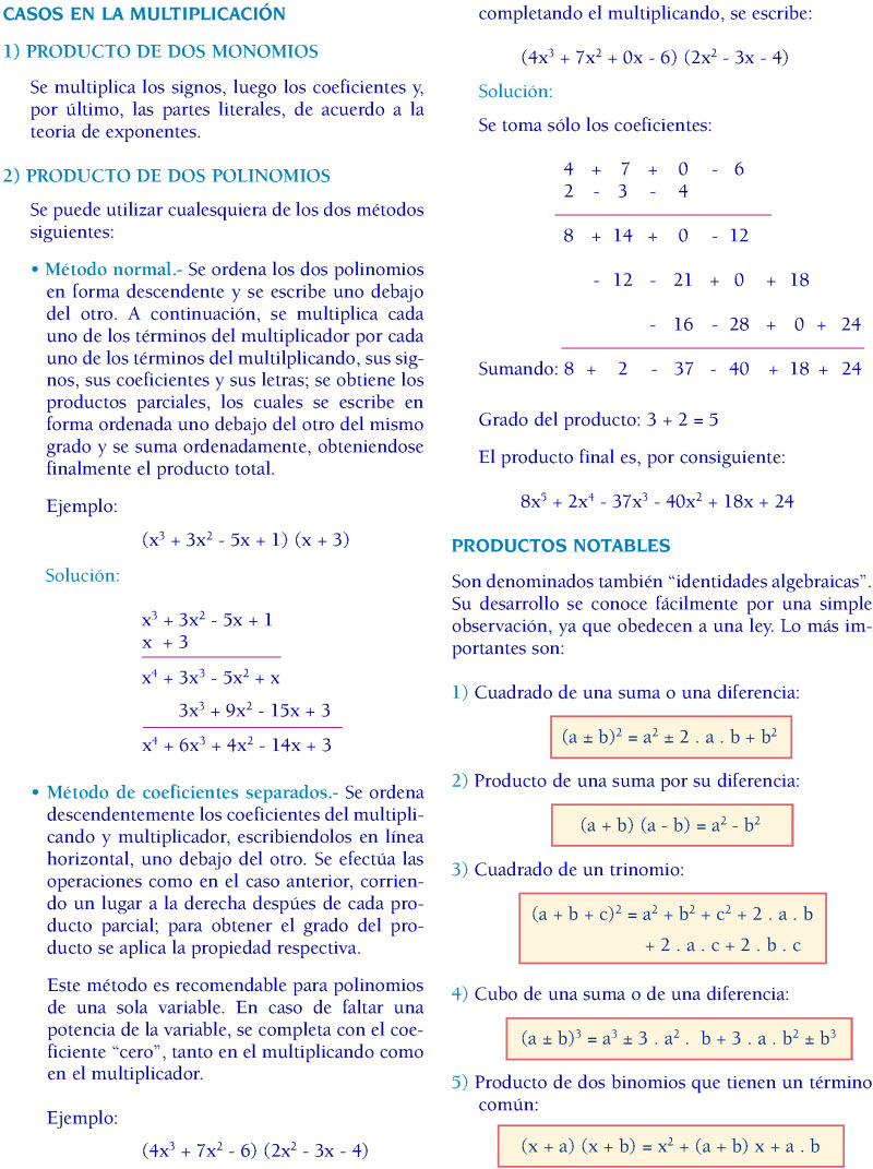 Formulario de ÁLGEBRA BÁSICA SECUNDARIA Y PREUNIVERSITARIA matemáticas ...