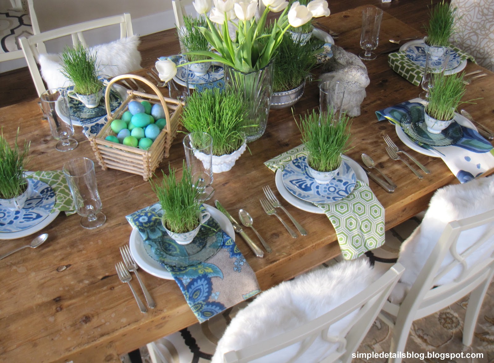 Simple Details: spring table with wheat grass...