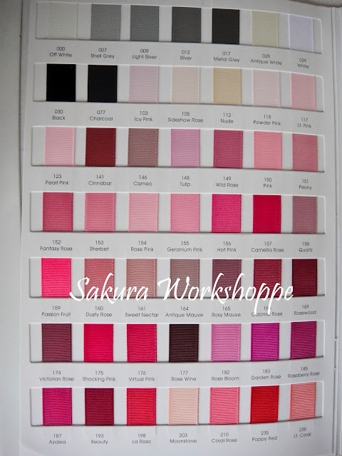 Sakura Workshoppe: Wholesale Grosgrain Ribbon Color Chart