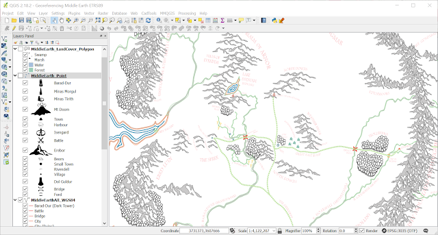 Georeferencing Middle Earth - Vector Update