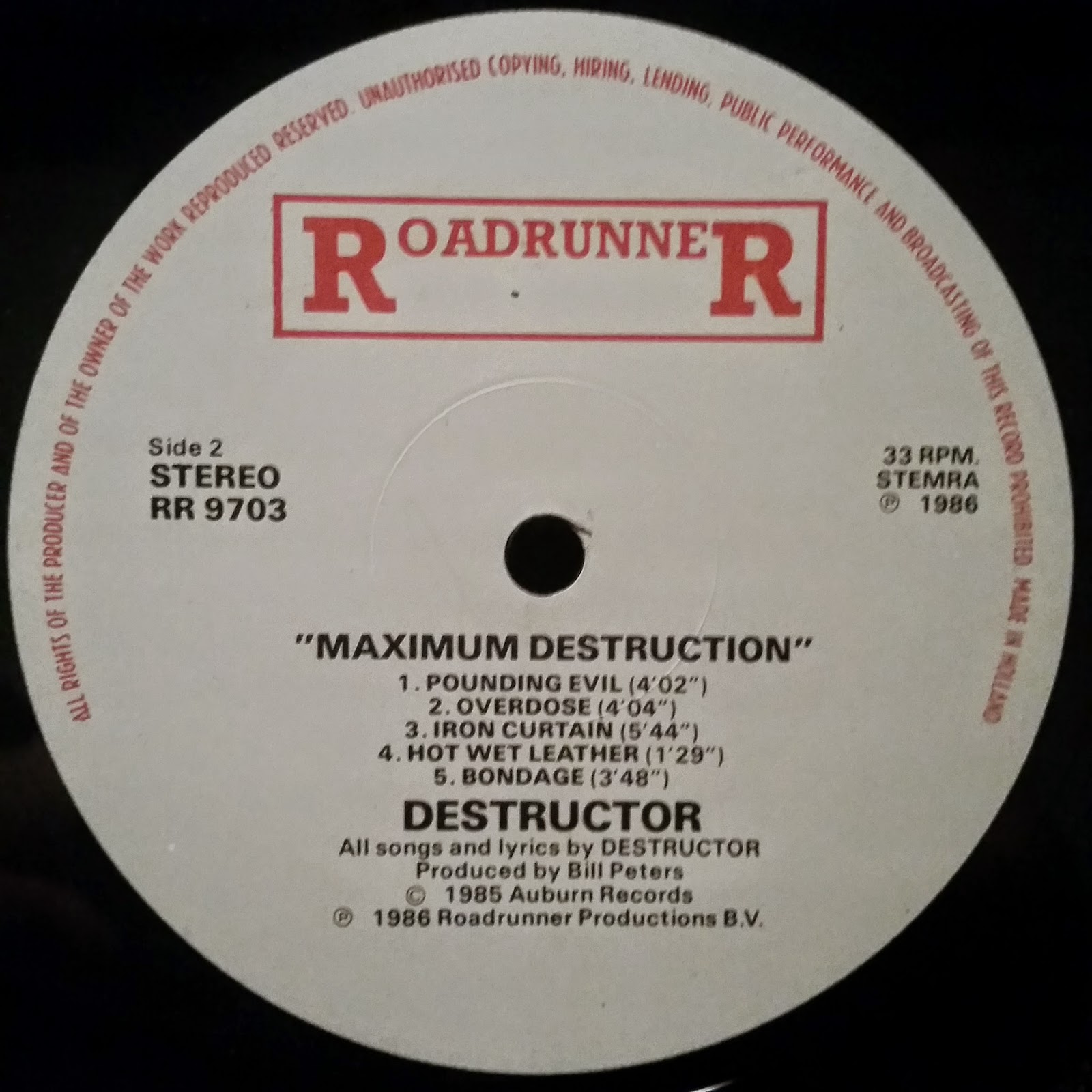 Brown-Sock's Shit Hole: Destructor (US) - Maximum Destruction (1985)