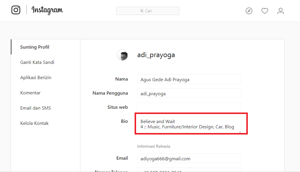 CARA MEMBUAT ENTER ATAU LINE BREAK PADA BIO INSTAGRAM - SekilasINFO