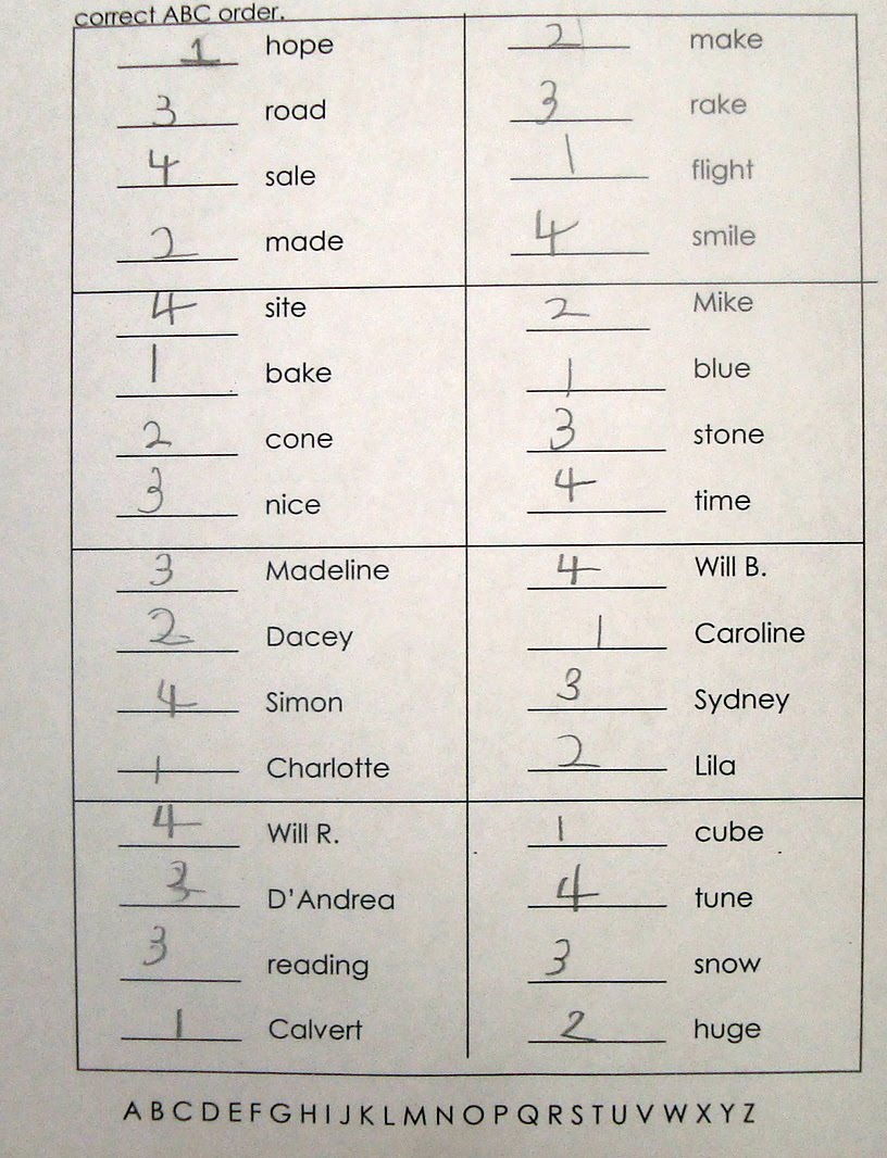 Ms. Clark: Alphabetical Order