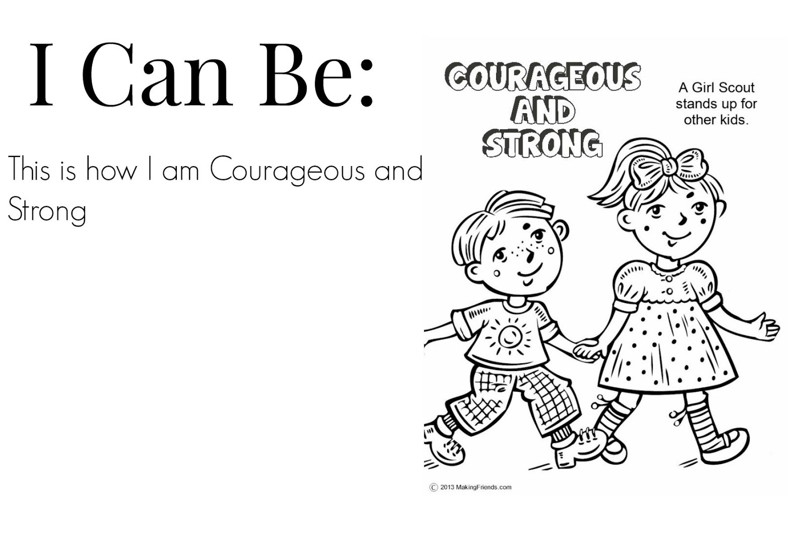 Be Strong And Courageous Sunday School Crafts Sketch Coloring Page