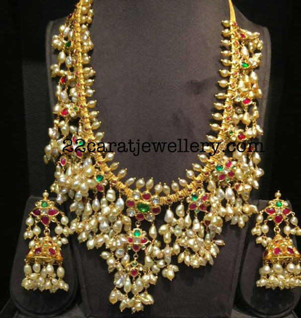 Heavy Guttapusalu Necklaces with Earrings - Jewellery Designs