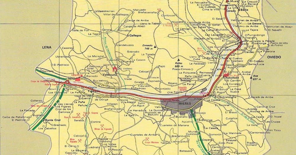 Mapa del Concejo de Mieres | Así ye Asturias