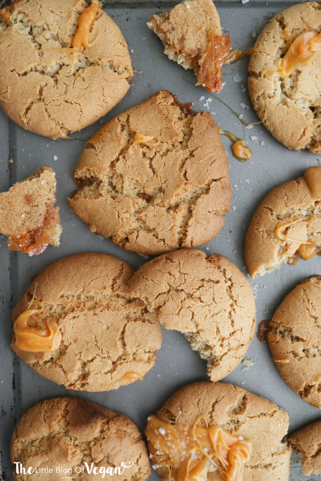 Easy caramel stuffed cookies recipe - The Little Blog Of Vegan