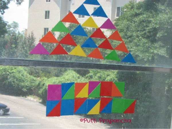 Foam Triangles on Window!! ~ Putti's World -kids-activities