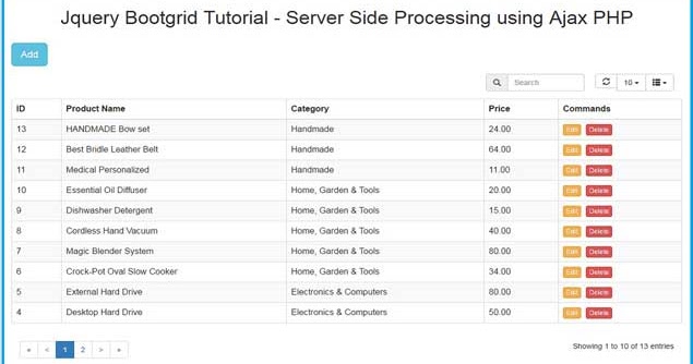 Jquery Bootgrid - Server Side Processing using Ajax PHP | Webslesson Jquery Bootgrid - Server Side Processing using Ajax PHP | Webslesson