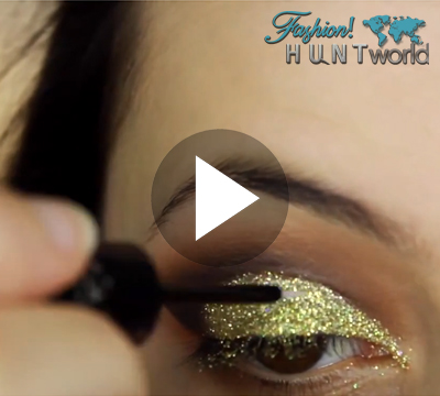 Gold Glitter Cut Crease Smokey Eye | Party Makeup Tutorial - Fashion ...