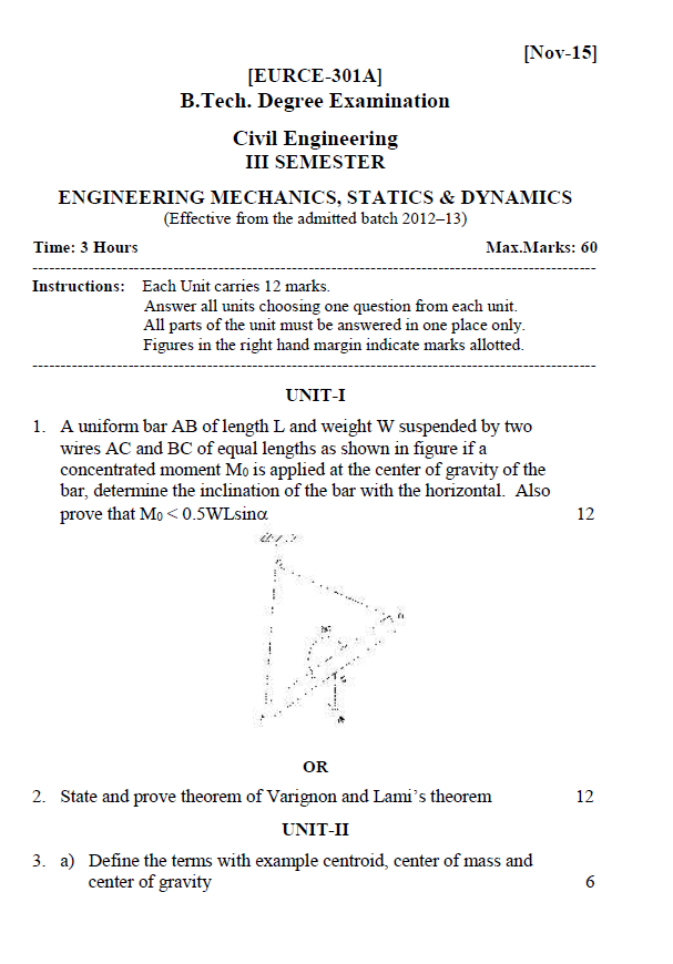 ENGINEERING MECHANICS, STATICS & DYNAMICS B.Tech II Year GITAM ...