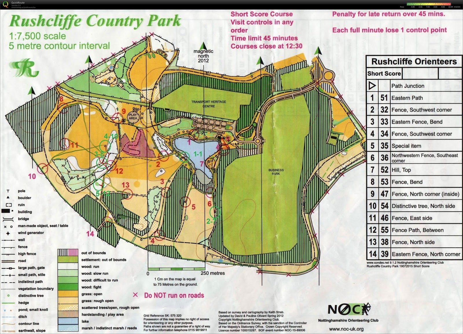 Orientēšanās kartes: Rushcliffe Country Park (Nottingham)