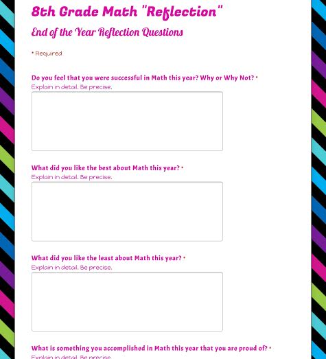 Rockstar Math Teacher ★: End of the Year Student Reflections and Google ...