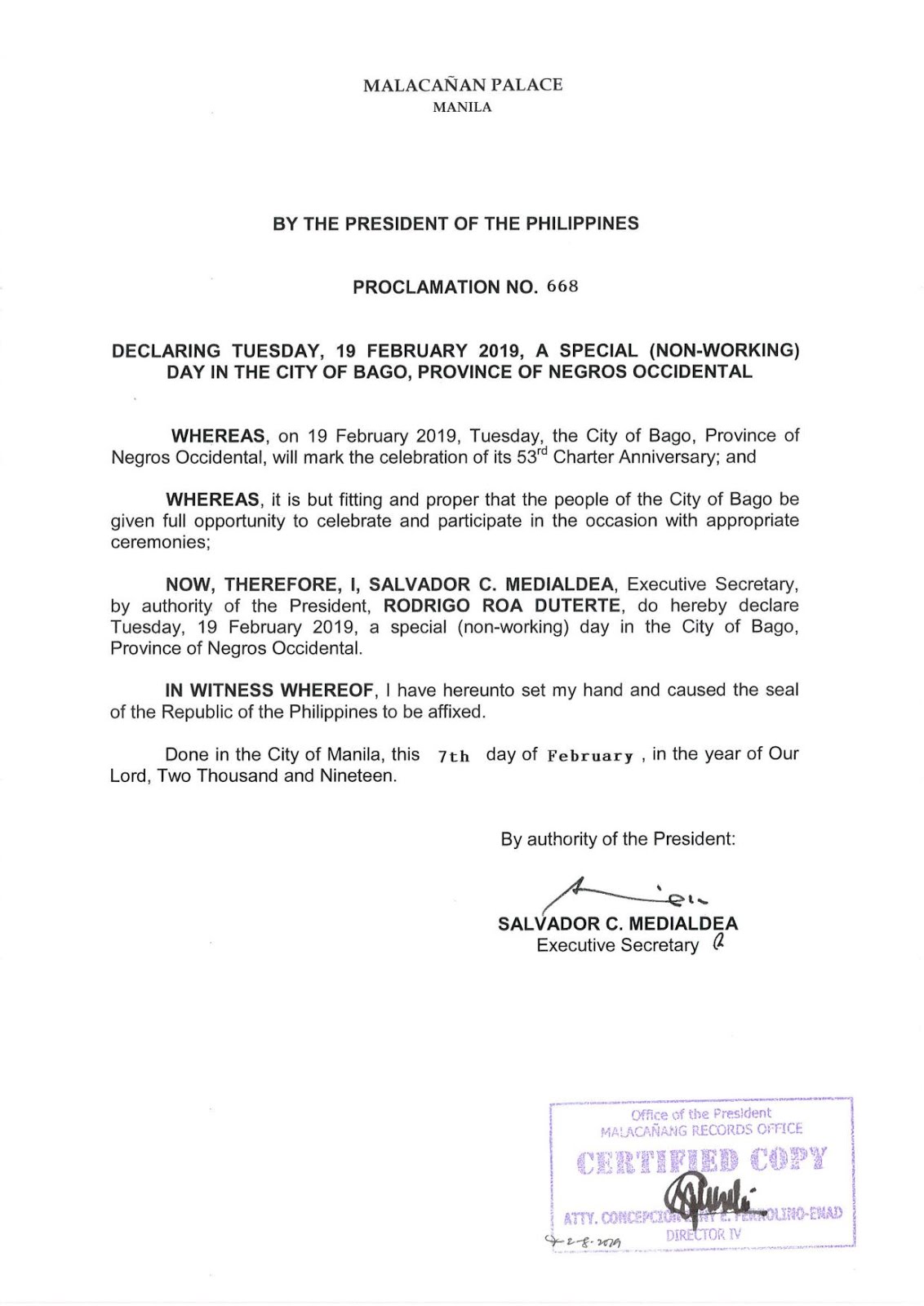 Philippine Holidays: Special (Non-Working) Day in Bago City, Negros ...