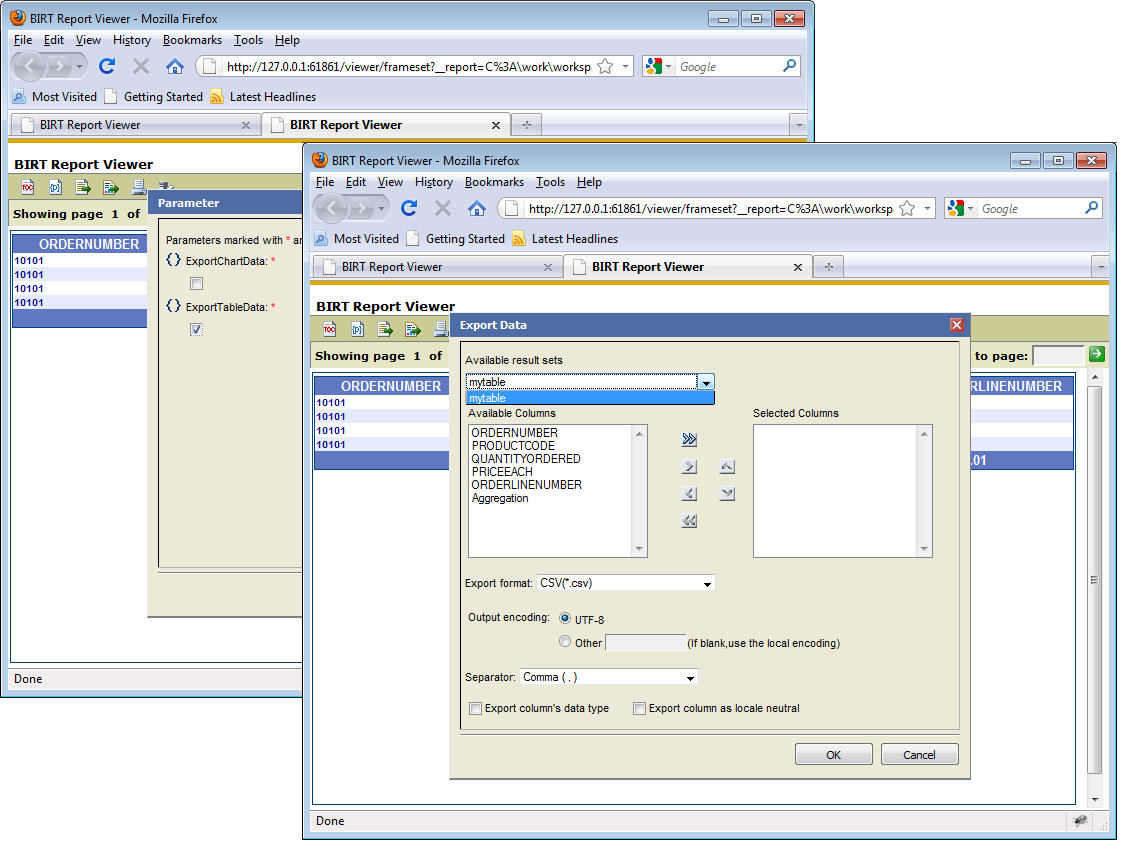 Birt World Birt Viewer Export Data