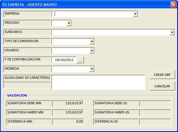 Interfaces de registros contables masivos con VBA Excel + SQL Interfaces de registros contables masivos con VBA Excel + SQL