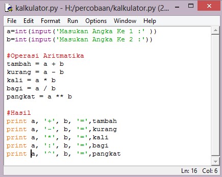 Kalkulator Sederhana Python ~ Catatan Newbie