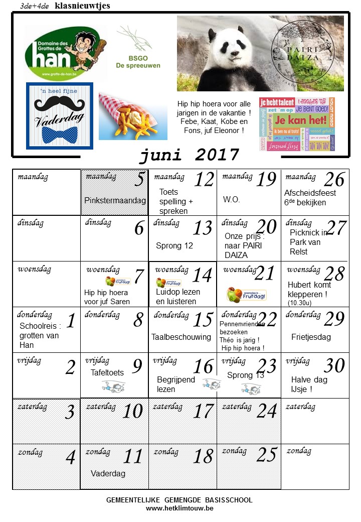 Het Klimtouw: Kalender 2de graad : juni 2017