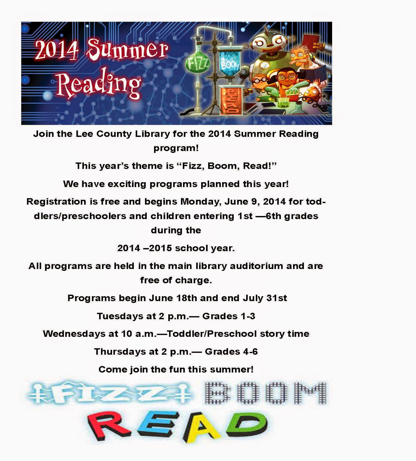 Lee County Government: Library Summer Reading Program 2014! Register ...