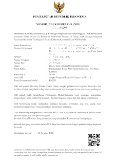 Contoh NIB-Nomor Induk Berusaha Sebagai Pengganti NIK - Indonesia ...