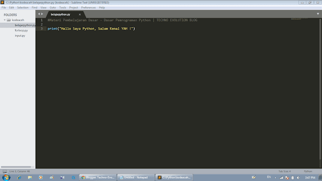 Tutorial Belajar Pemrograman Python - Techno Evolution Blog