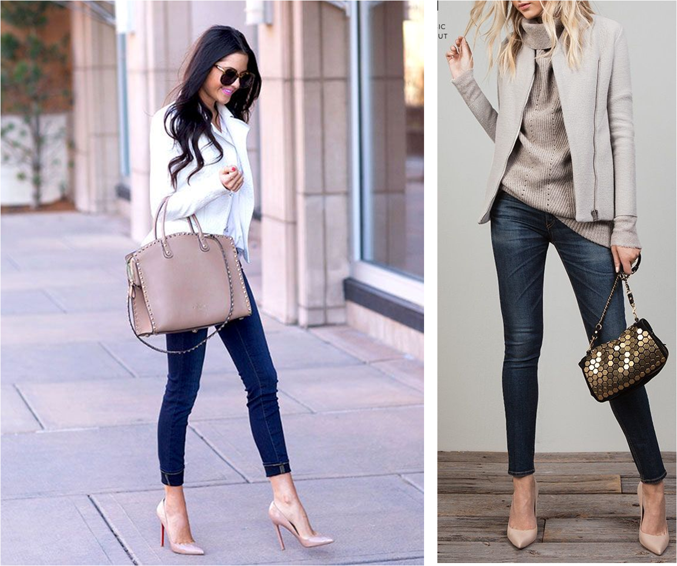 Perly Judith: Moda: Outfits con Tacones Beige & Jeans