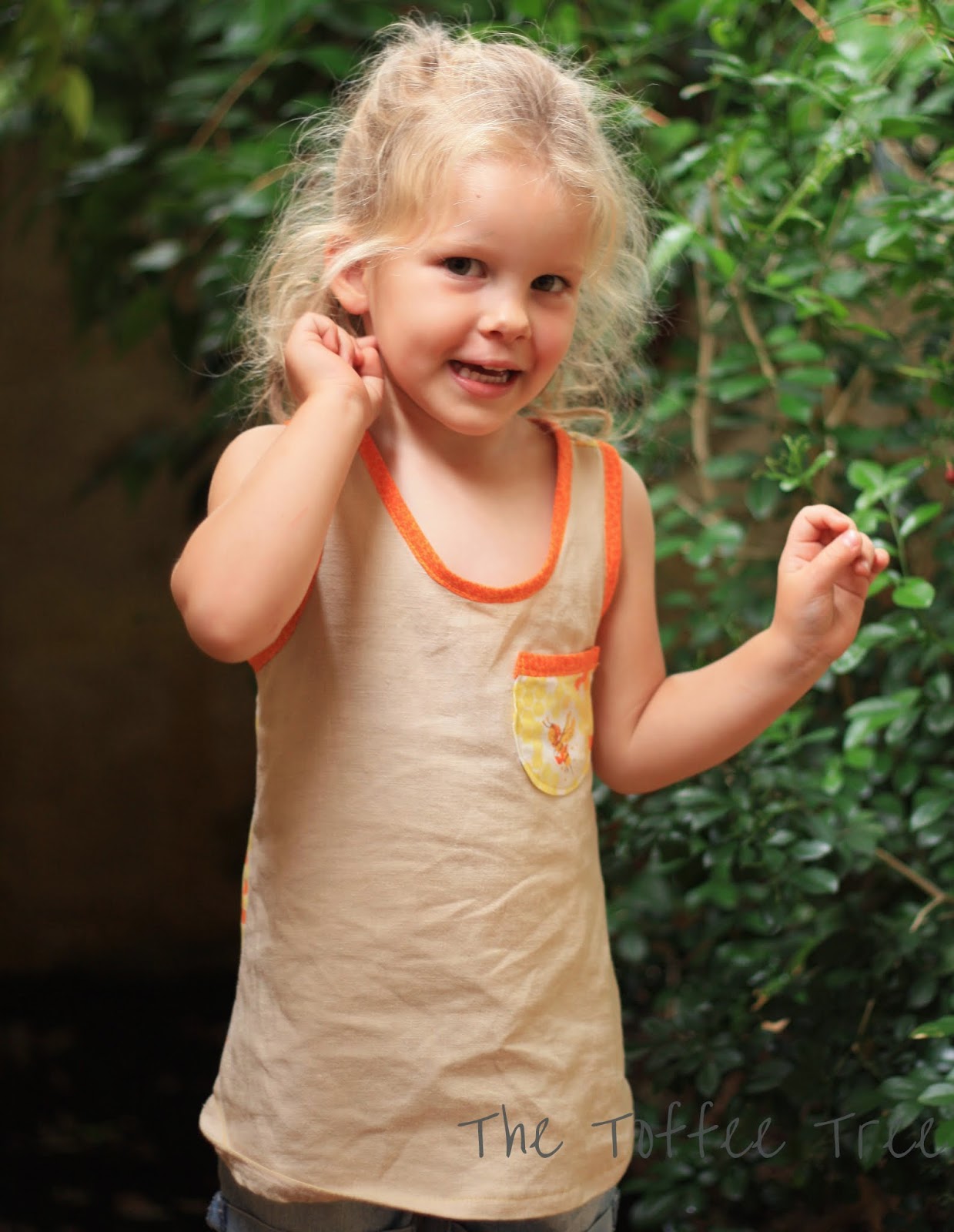 {Kids Clothes Week} Upcycled Bee-utiful Hemp Racer Back Singlet