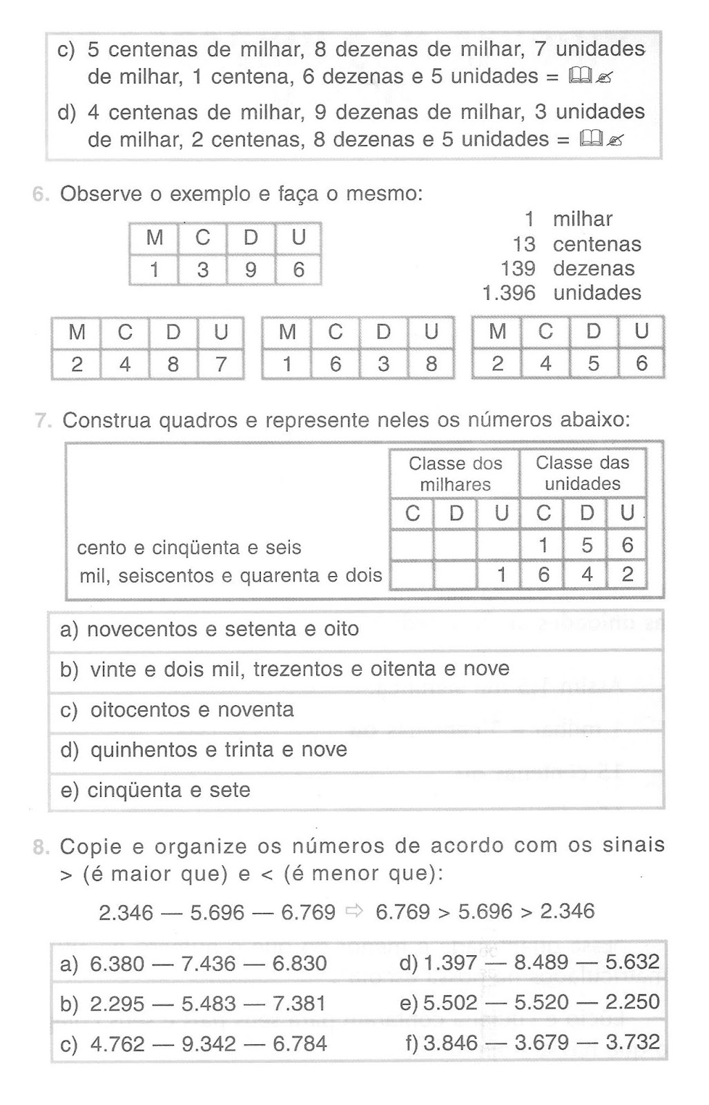 SISTEMA DE NUMERAÇÃO DECIMAL ORDENS E CLASSES EXERCÍCIOS ATIVIDADES ...