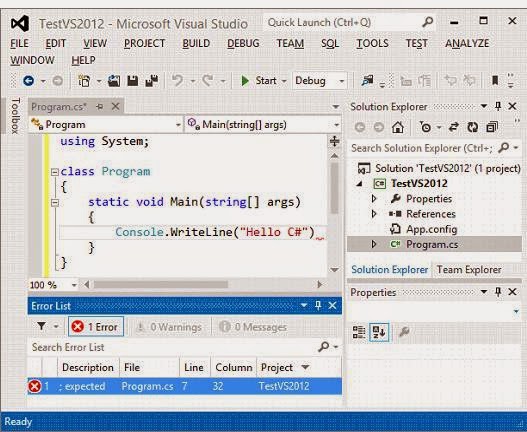 Visual Studio IDE ~ Programing CSharp