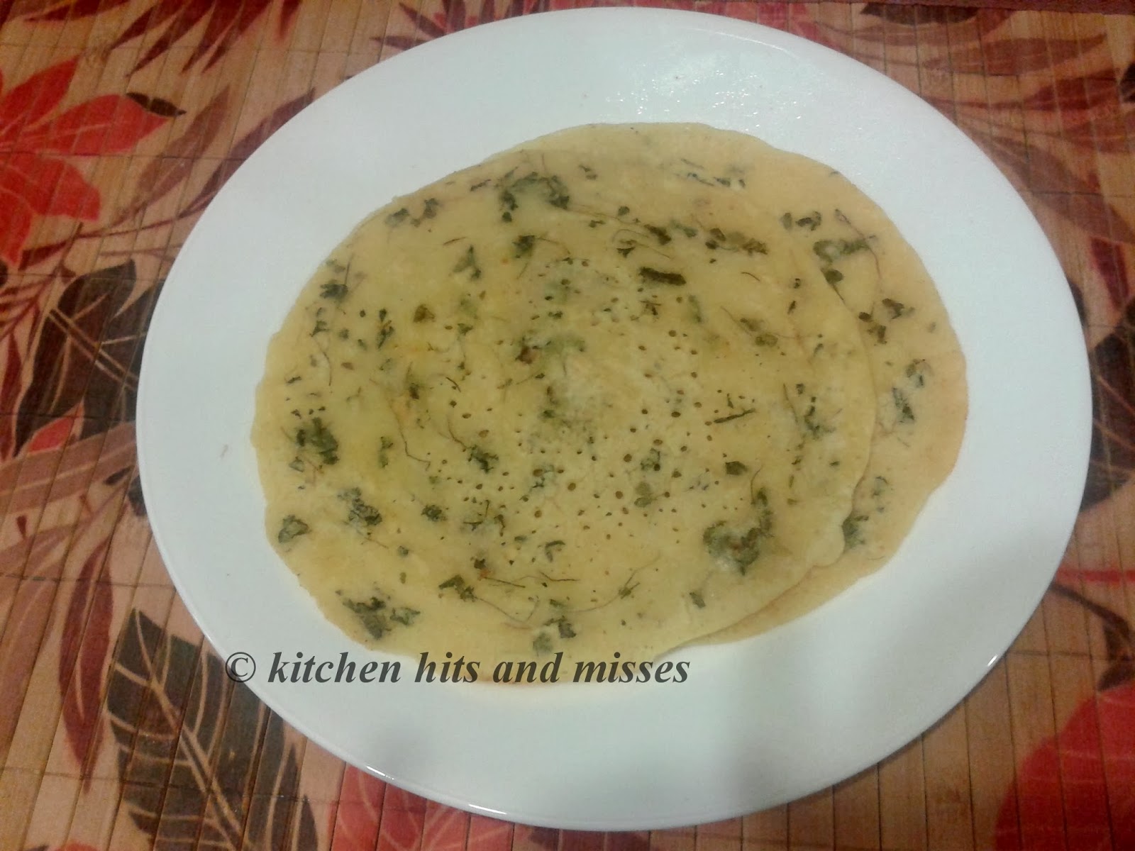 kitchen hits and misses: Instant fenugreek/methi/uluva leaves dosa