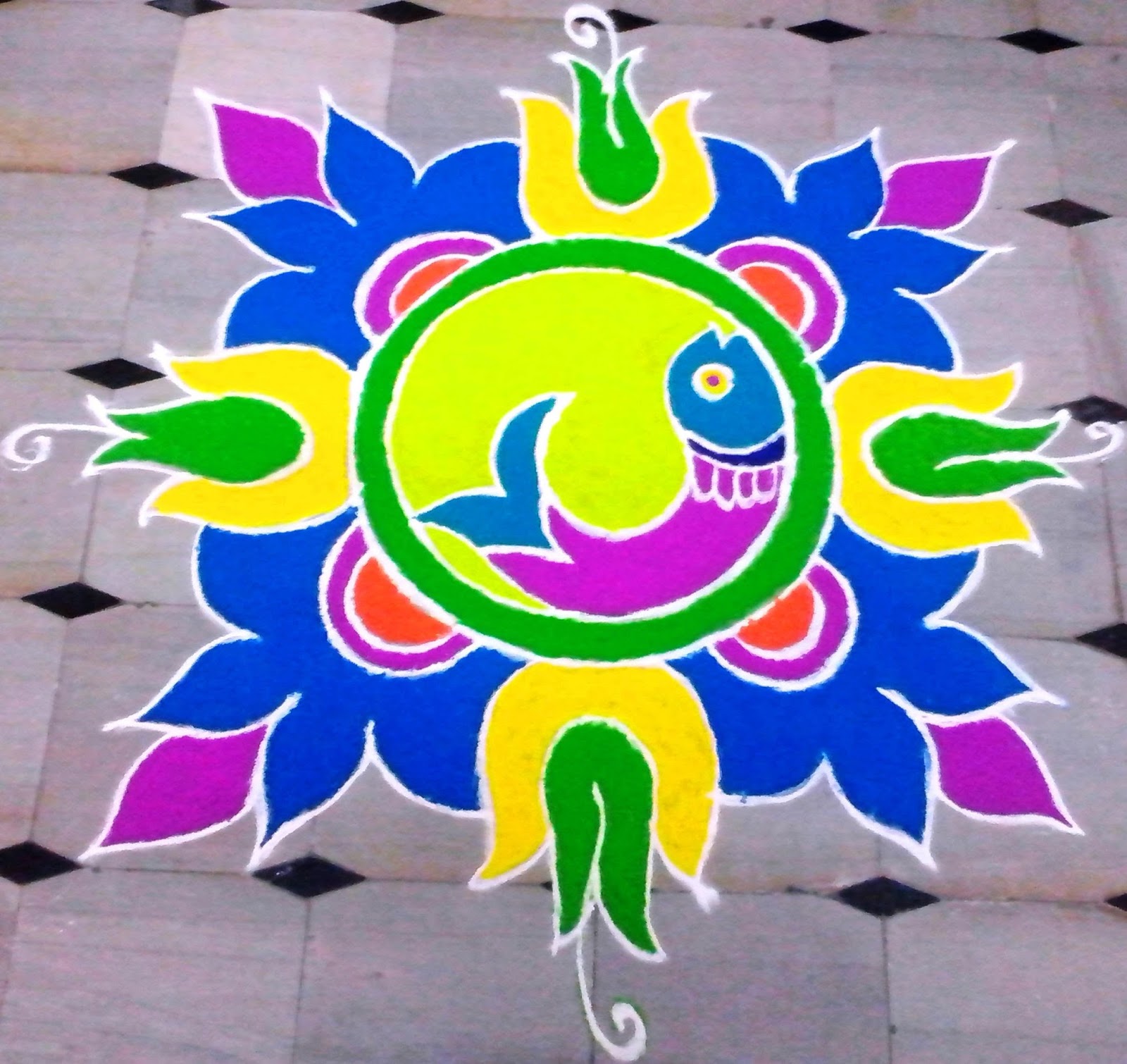 20 Unique And Beautiful Colour Rangoli Designs For Diwali ~ Total Stylish