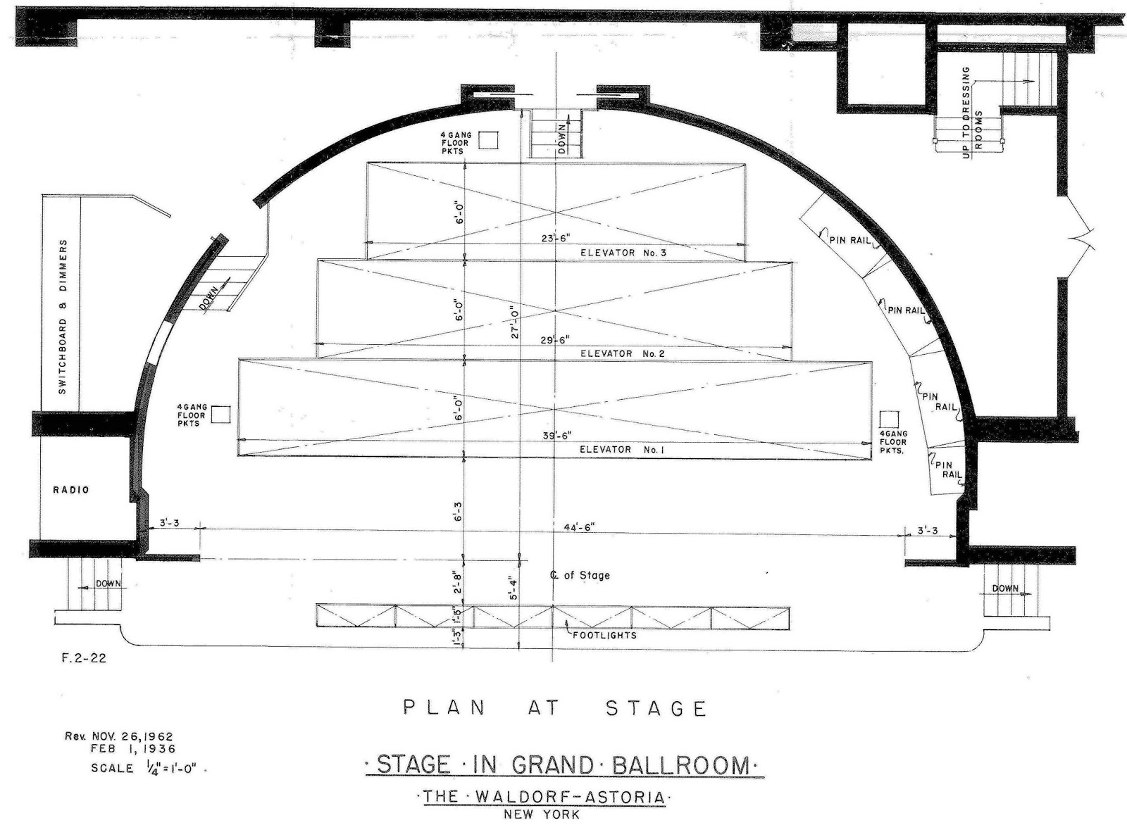 VINTAGE THEATRE CATALOGS: PETER CLARK WALDORF-ASTORIA BALLROOM DRAWINGS