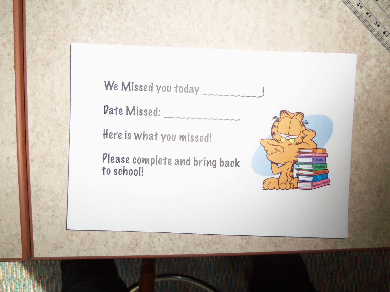 Ms. Sass' Classroom: Sorry We Missed You Note