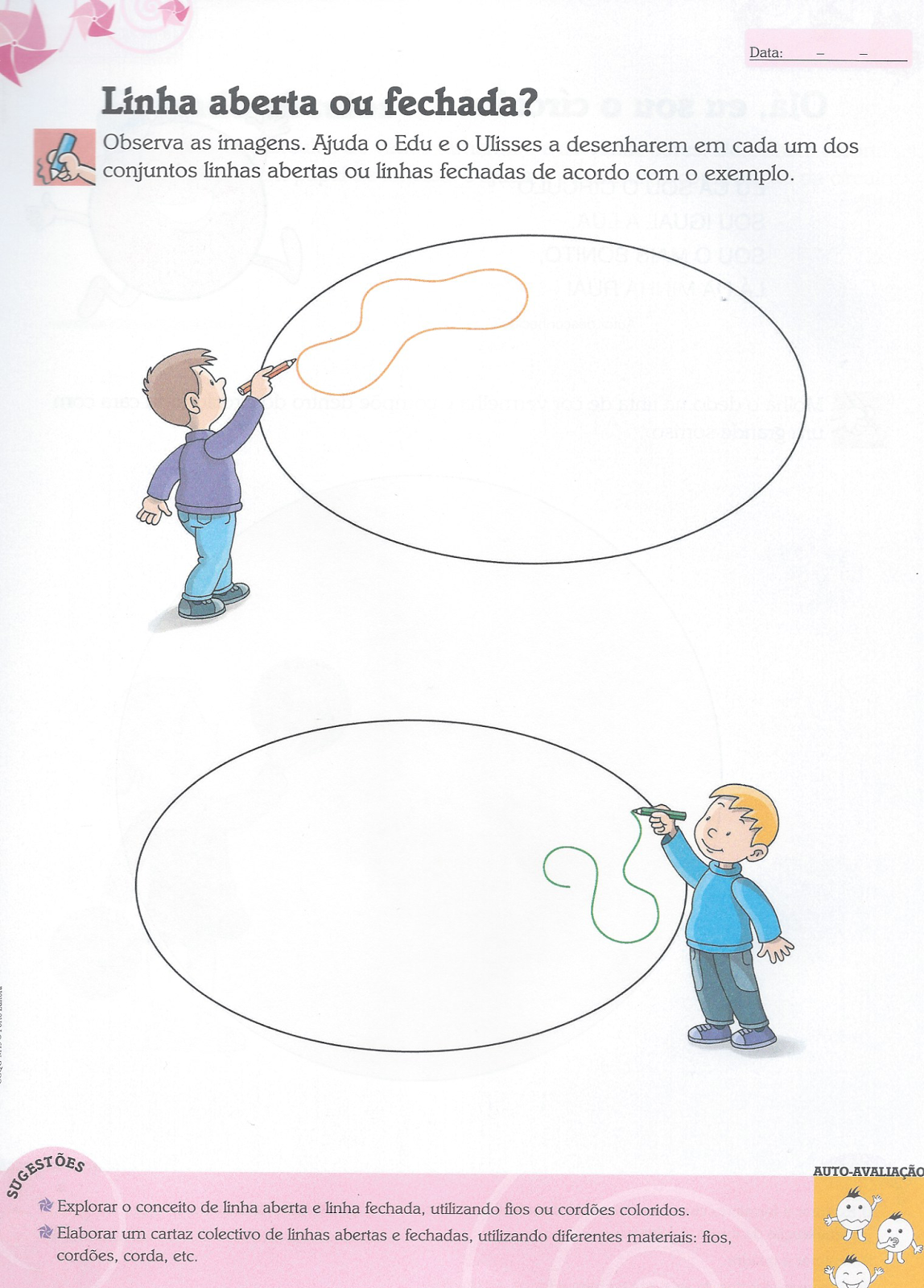 Aprende Brincando: Linhas Abertas ou Fechadas - Fichas Pré-Escolar