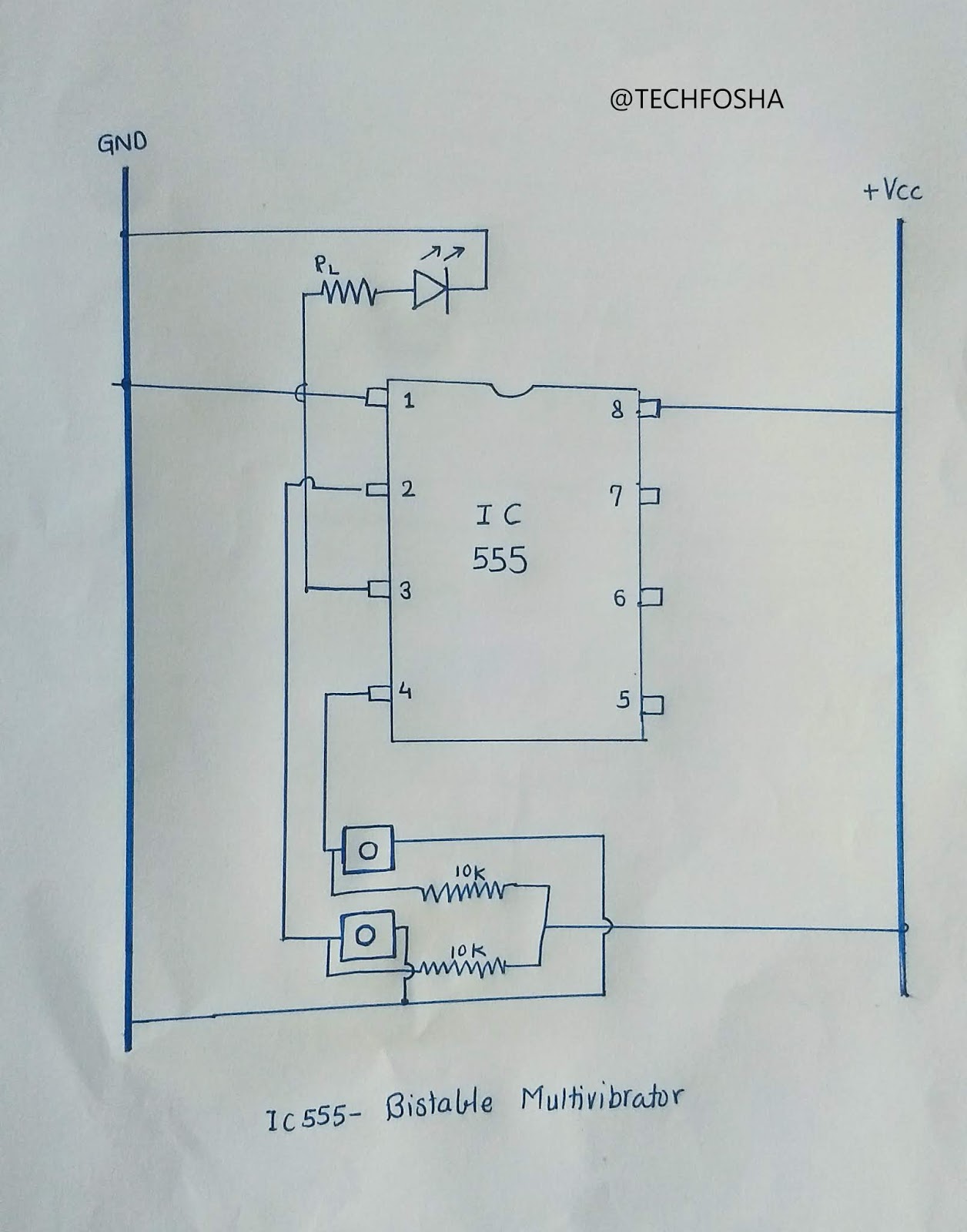 IC 555 BISTABLE MULTIVIBRATOR