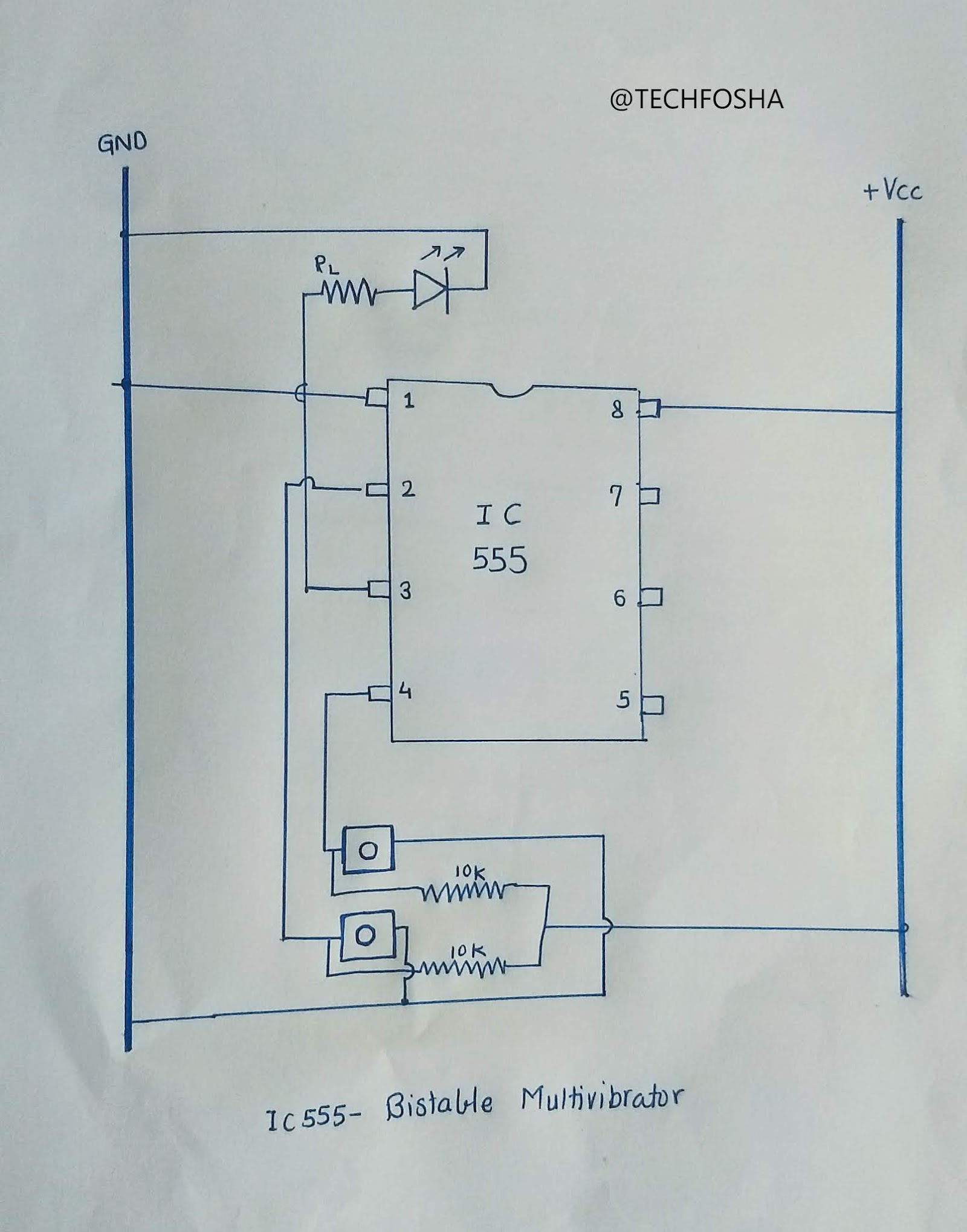 IC 555 BISTABLE MULTIVIBRATOR