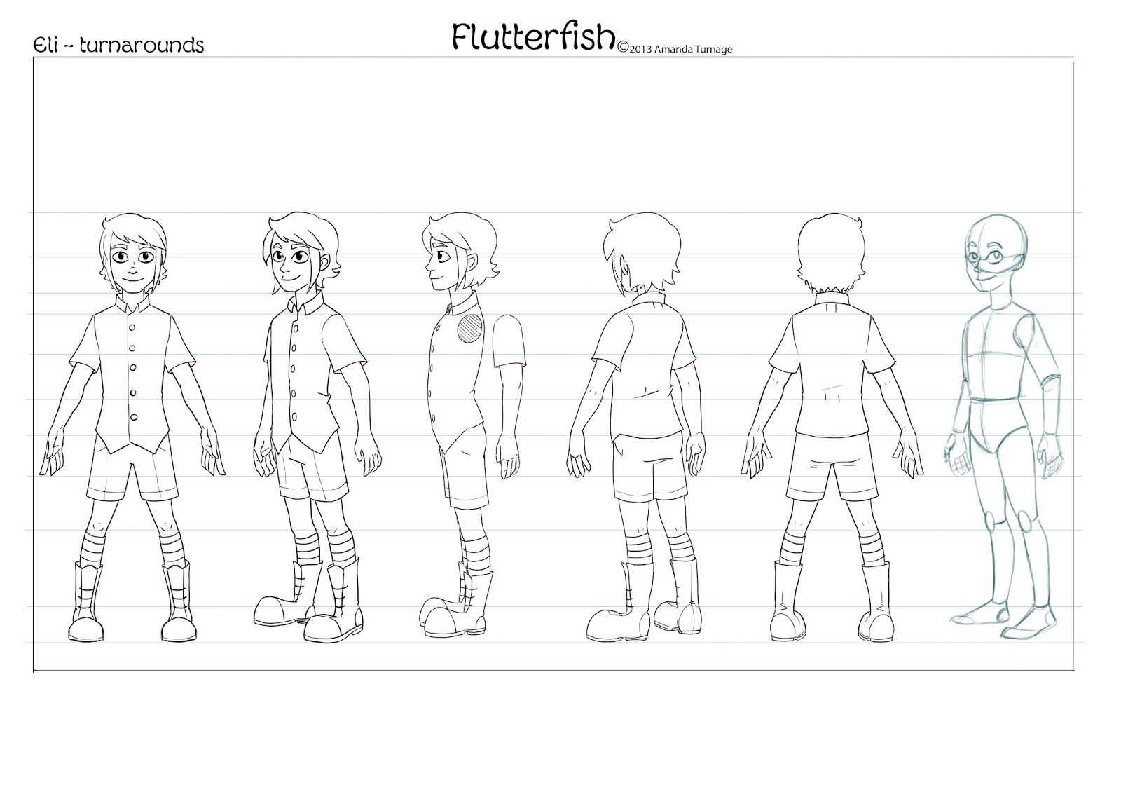 FlutterFish: Main Character Turnarounds
