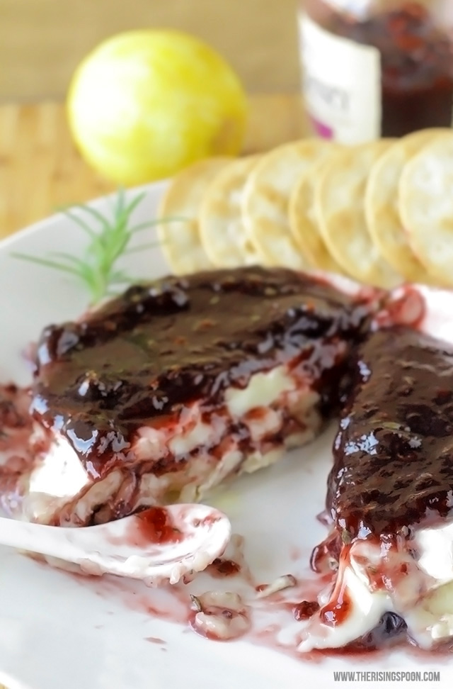 Baked Brie with Lemon, Rosemary & Berry Jam | The Rising Spoon