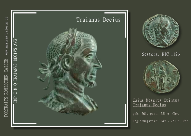 römische Kaiserportraits auf Münzen: Traianus Decius