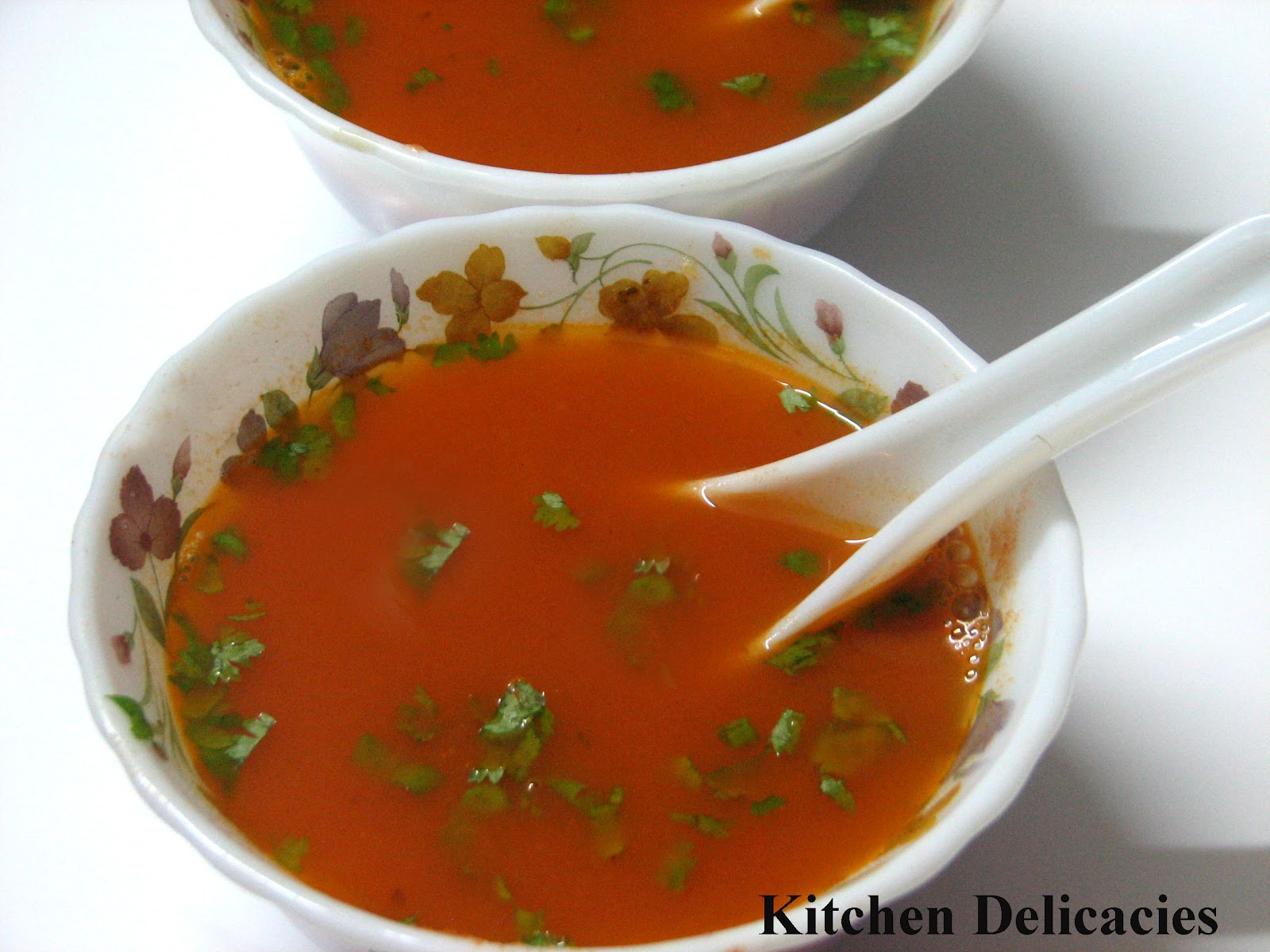 Tamatar Dhaniya Shorba (Tomato coriander Soup) | Kitchen Delicacies