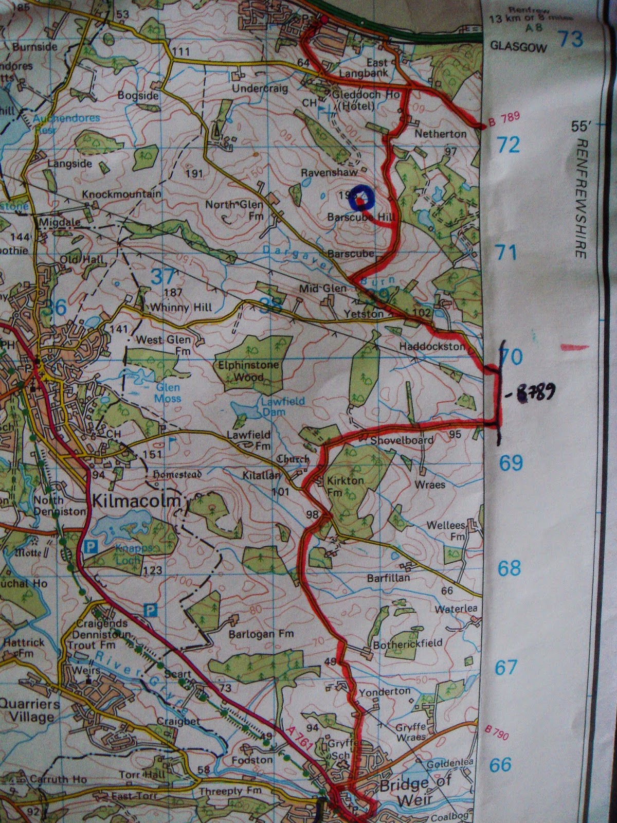 Cycling Meditations: Howwood to Langbank via Bridge of Weir & Barscube Hill
