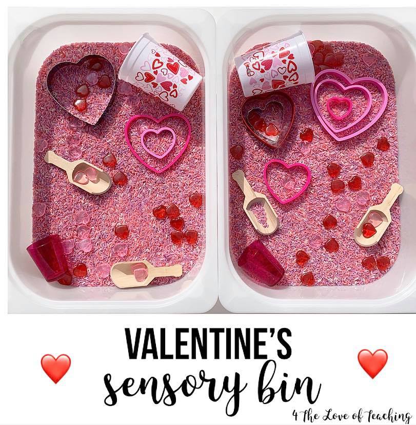Valentine's Day Simple Sensory Bin - For the Love of Teaching