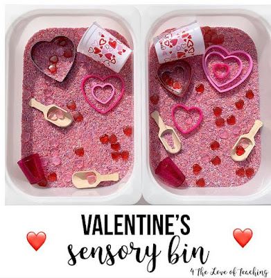 Valentine's Day Simple Sensory Bin - For the Love of Teaching