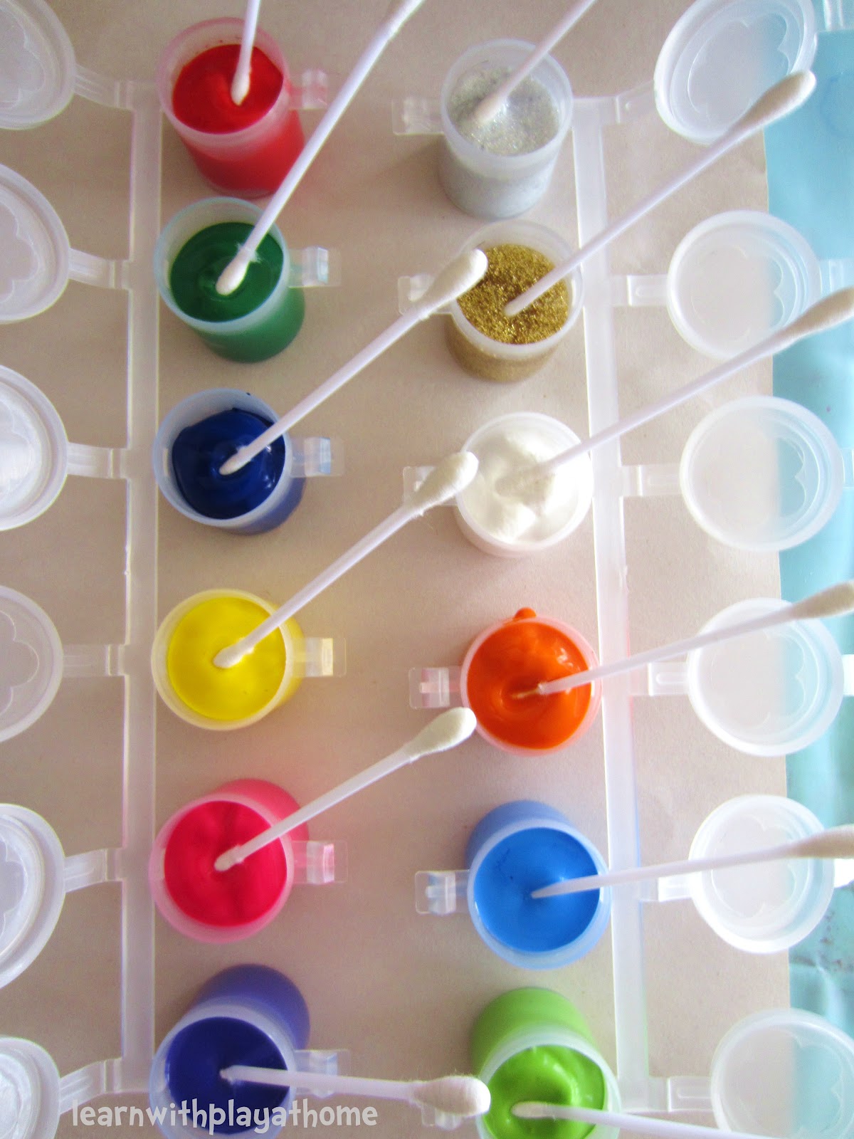 Learn with Play at Home: Q-Tip (cottonbud) Painting. Learning Numbers