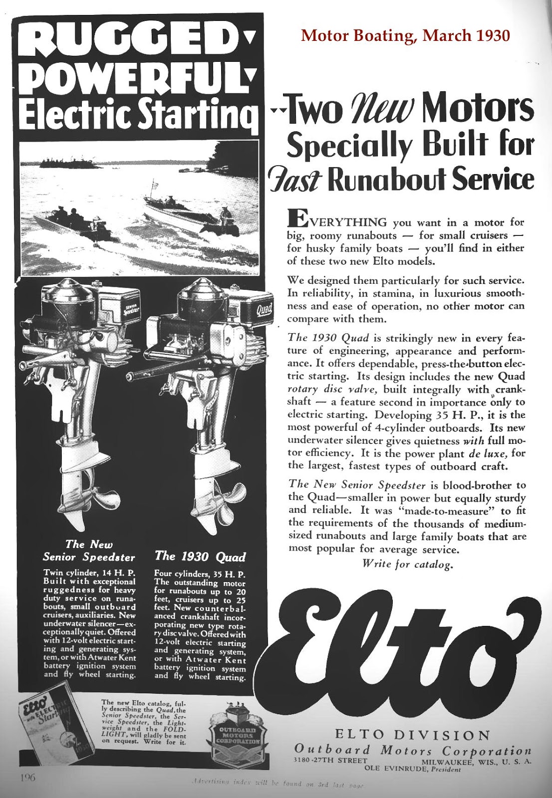 Tomahawk Day x Day - Old Outboard Motors: 1930 - Elto Quad Tries for ...