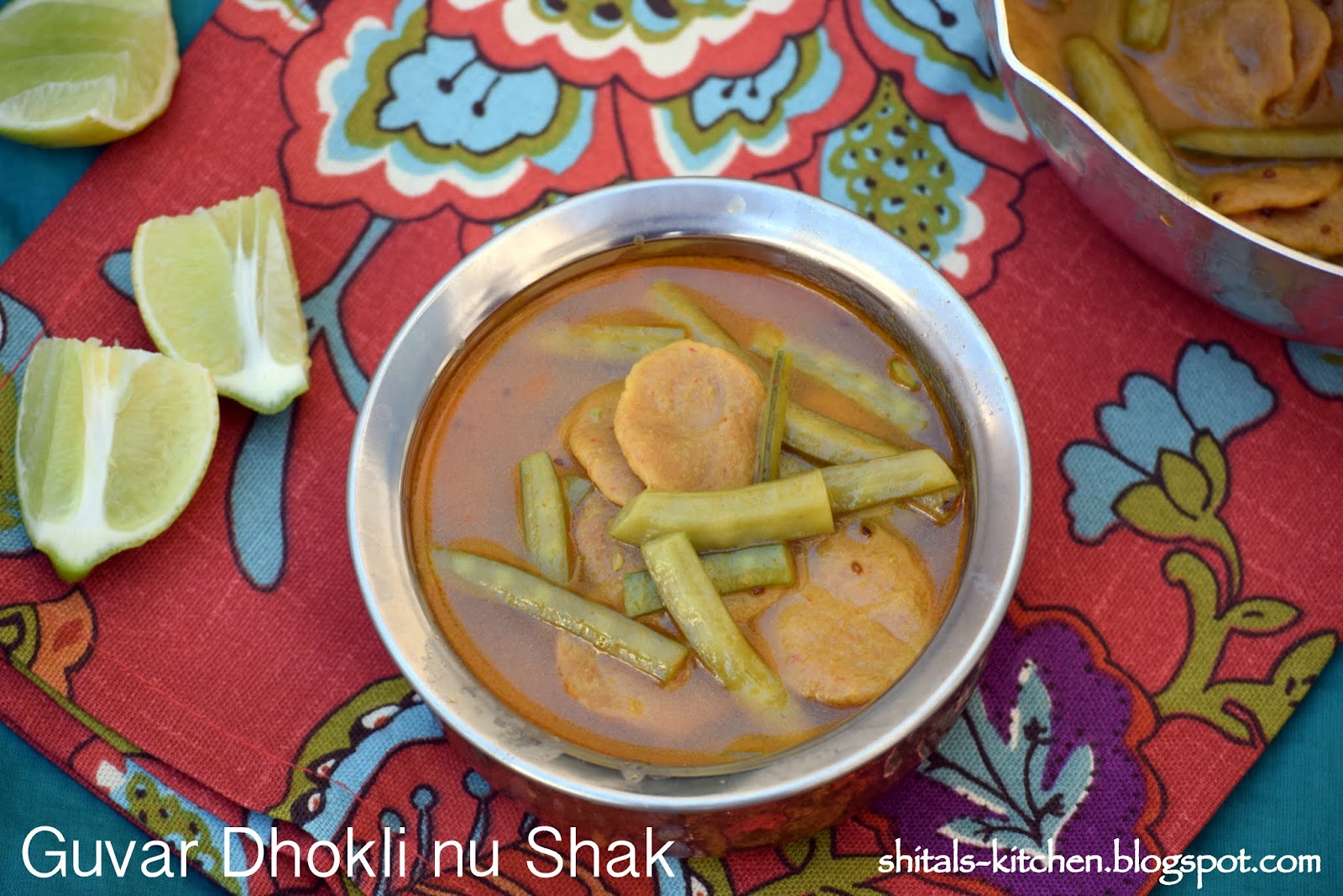 Shital's-Kitchen: Clusterbean with Wheat Dumplings/ Guvar Dhokli nu Shak