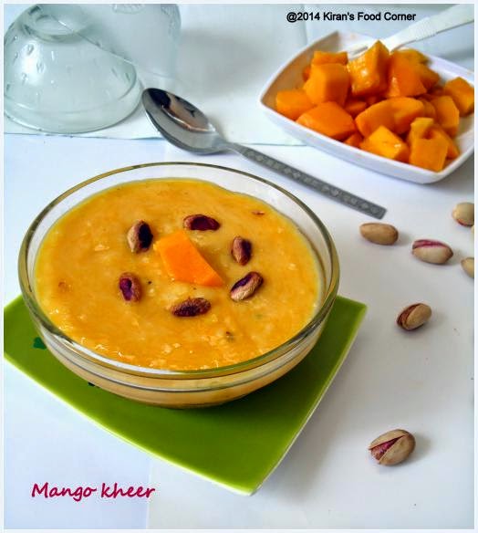 Mango Kheer Recipe | Mango Rice Pudding ~ Kiran's Food corner